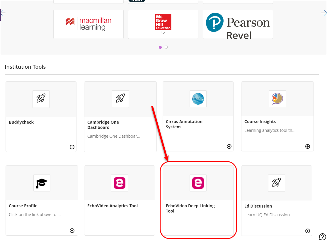 Embed EchoVideo to your course (Ultra) - eLearning - University of Queensland